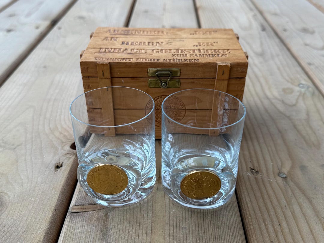Set of Two Vintage 1960's Ingrid Glass Ingridglaser Maria Theresa Gold ...