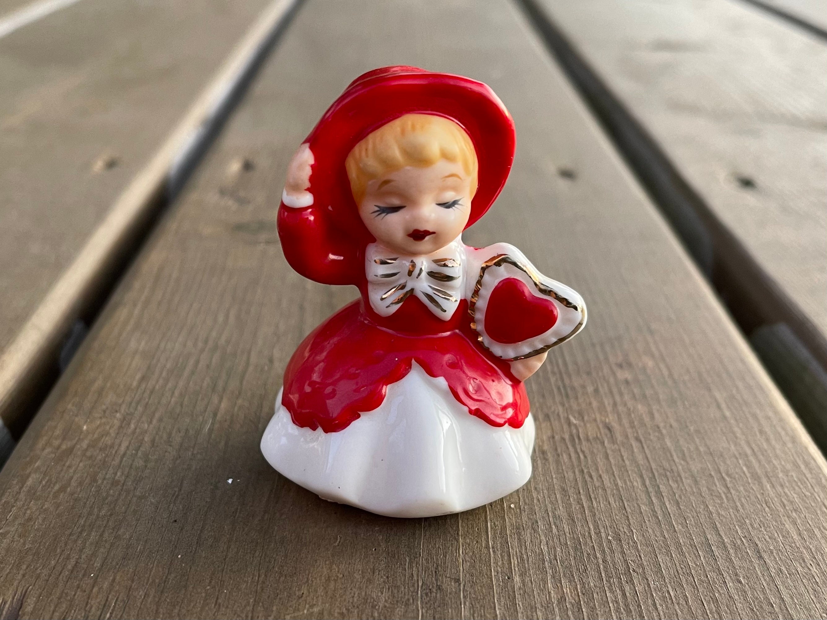 Vintage Lefton Hand Painted Girl With Valentine Miniature - Etsy