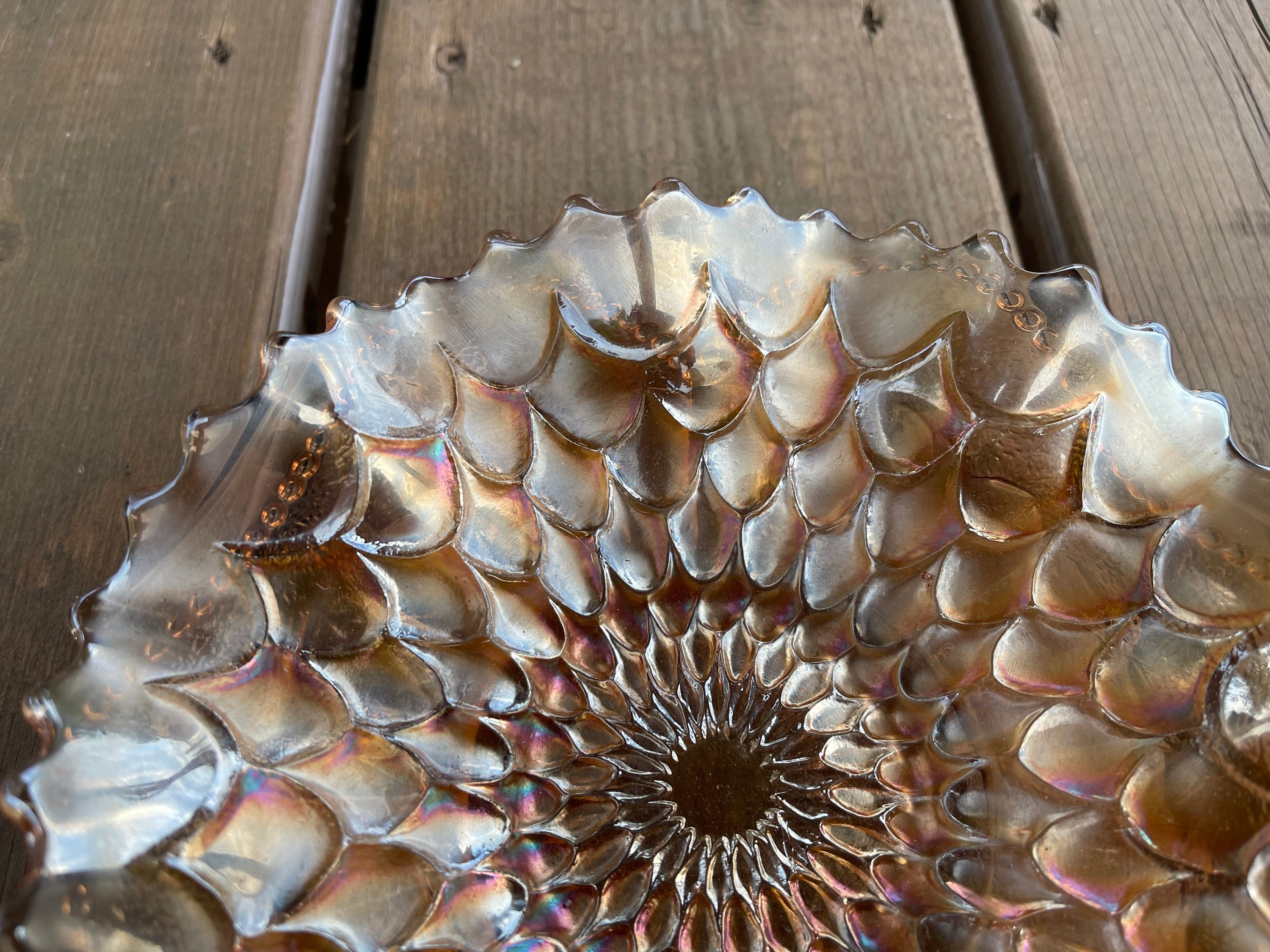 Antique Dugan Glass Fish Scale and Beads Pattern Iridescent - Etsy