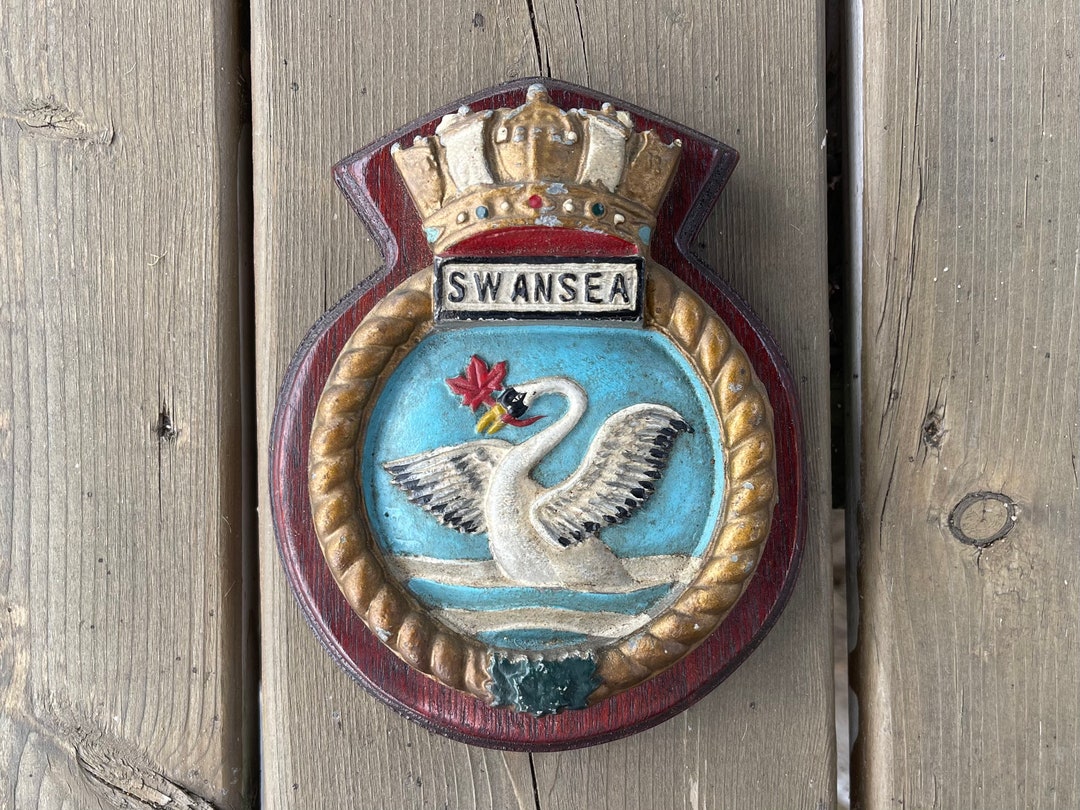 Vintage HMCS Swansea Cast Ships Badge Wall Plaque Military Wall Decor ...