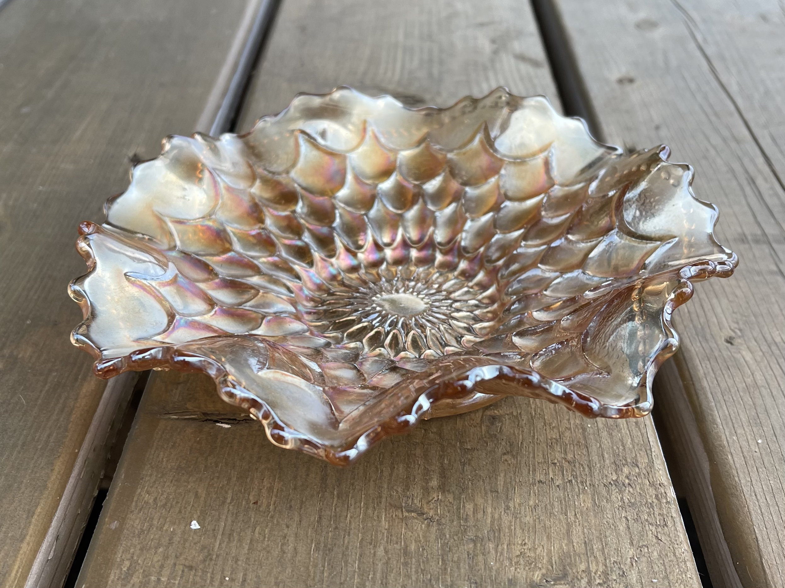 Antique Dugan Glass Fish Scale and Beads Pattern Iridescent - Etsy