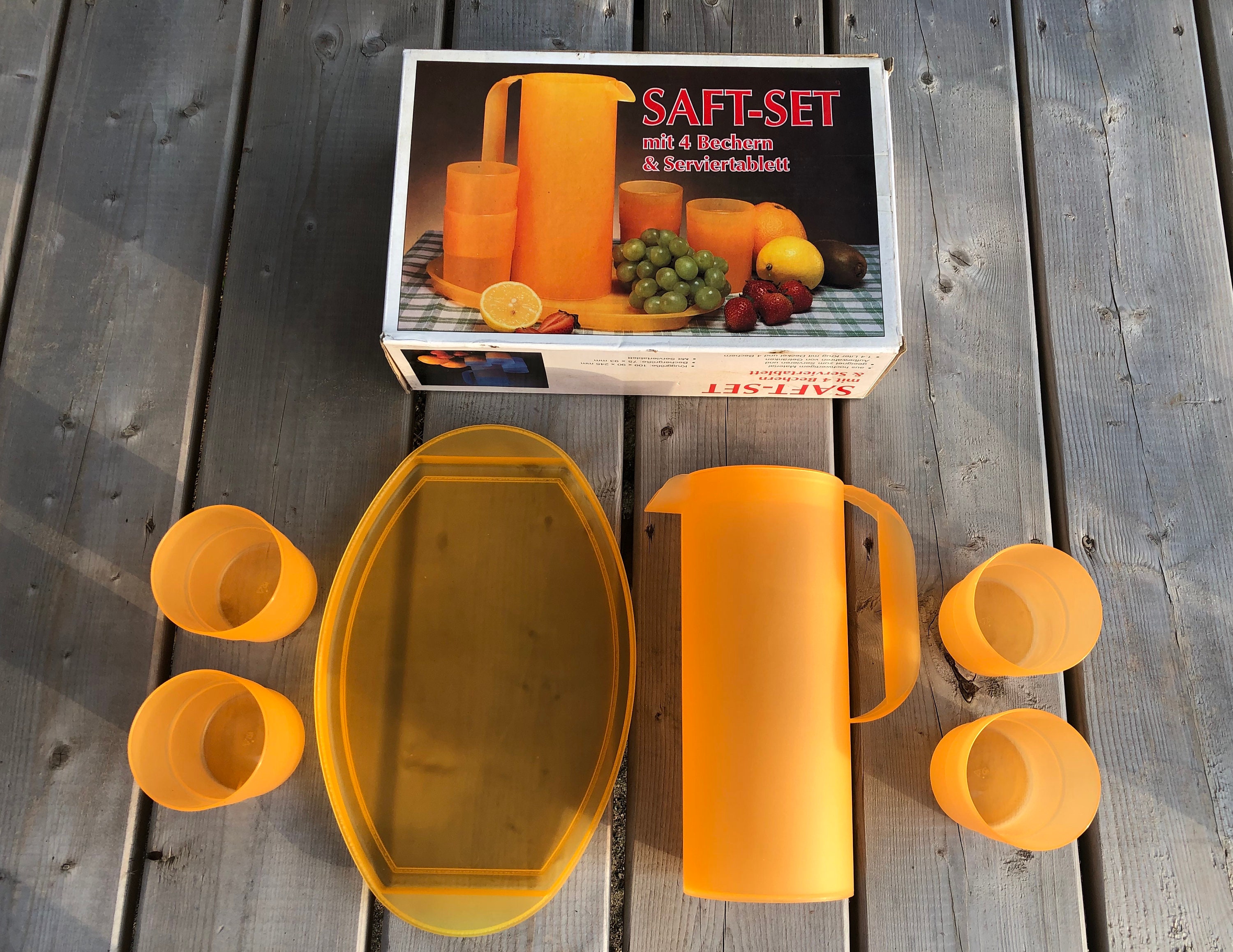 Vintage Orange Plastic German Juice Set With 4 Drinking | Etsy