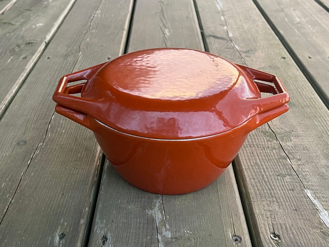 Vintage Copco Danish Mid Century Orange Enamelware Enamel D1 Cast Iron ...
