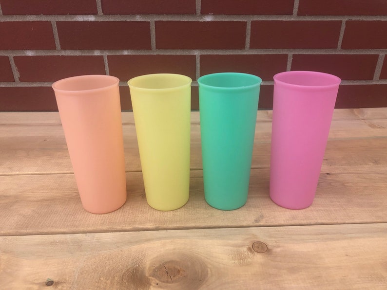 Set of Four Vintage Tupperware Pastel 16 Ounce Tumblers Tall | Etsy