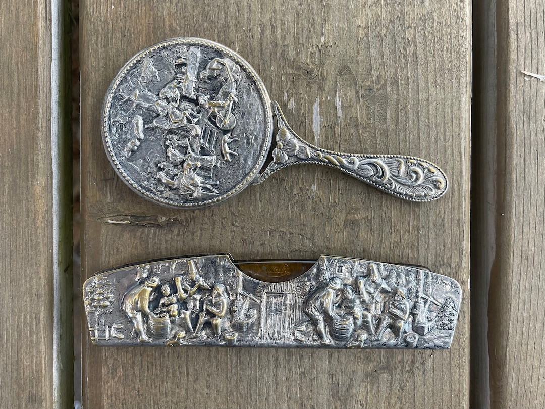 Collection of Two Vintage Hans Jensen Silverplate Repousse Comb Cover ...