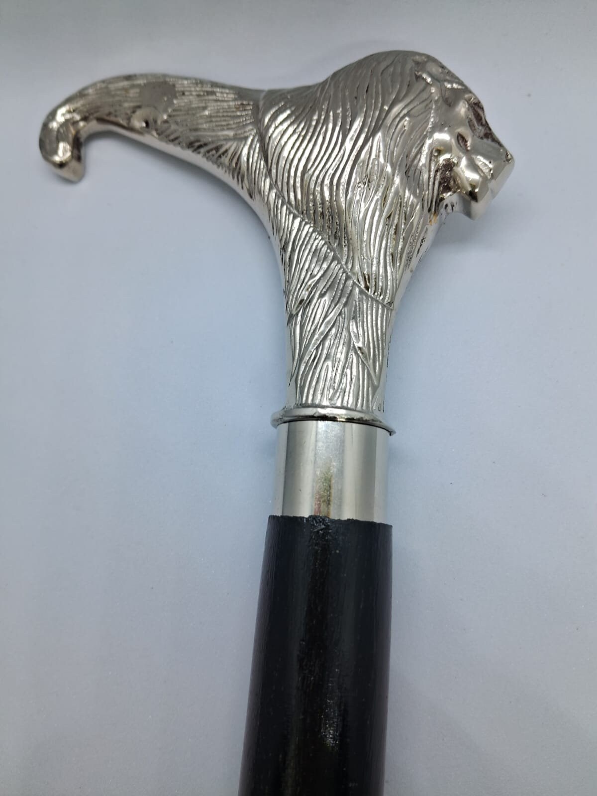 Fashionable Silver Men's Lion Walking Stick Elegant Cane Top Head Brass ...
