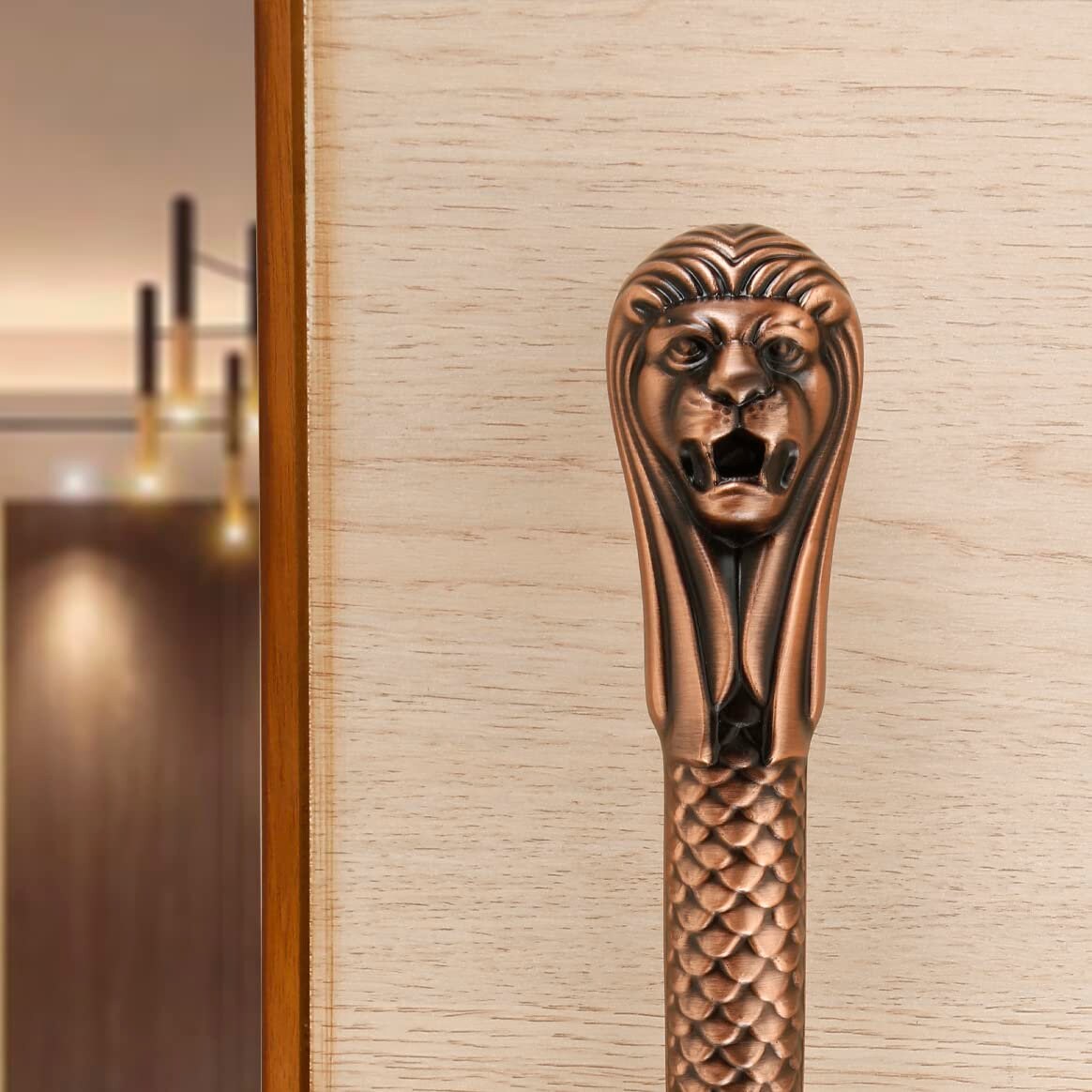 Aluminum Lion Shape Main Door Handle Home Decor Antique Brass Finish ...