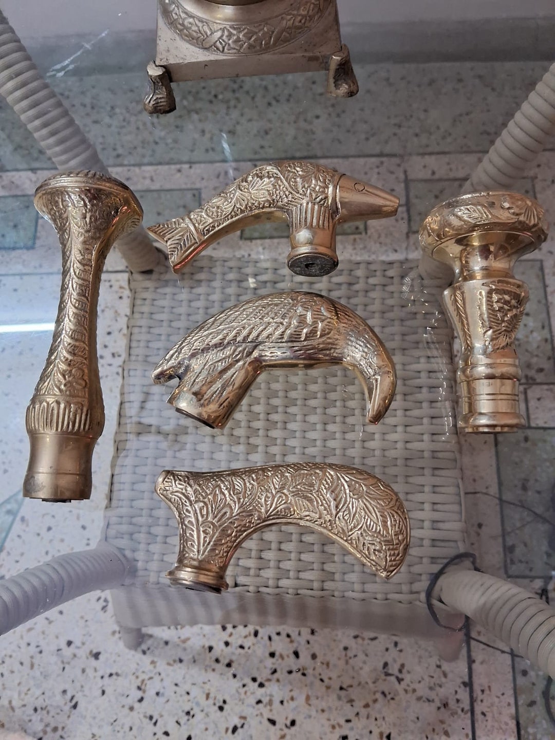 Brass Walking Cane Handles pack of 5 Gift Set for Walking Stick ...