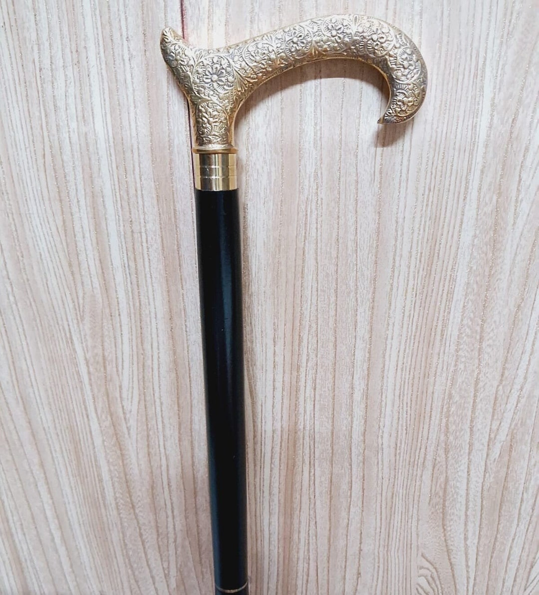 Handcrafted Brass Handle Walking Cane With Carved Head Knob Cane for ...