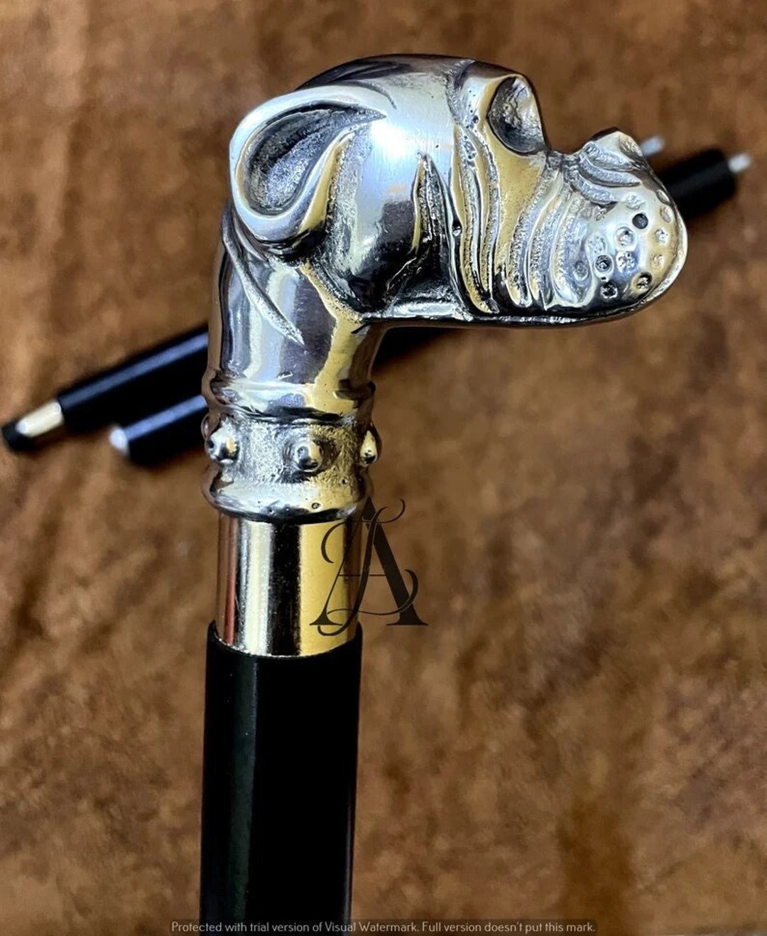 Vintage Bulldog Brass Cane Topper Decorative Walking Stick Accessory I ...