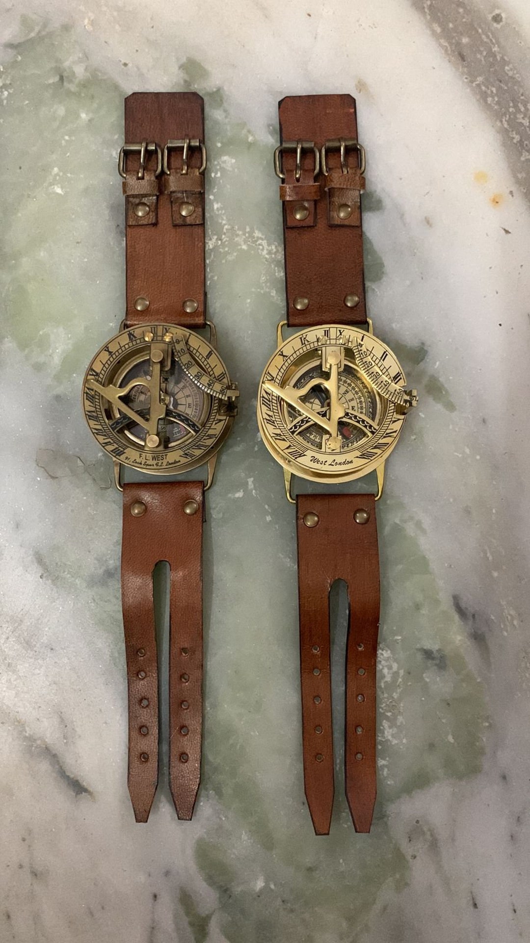 Vintage Sundial Compass Wrist Watch Leather Strap Gift for Him ...