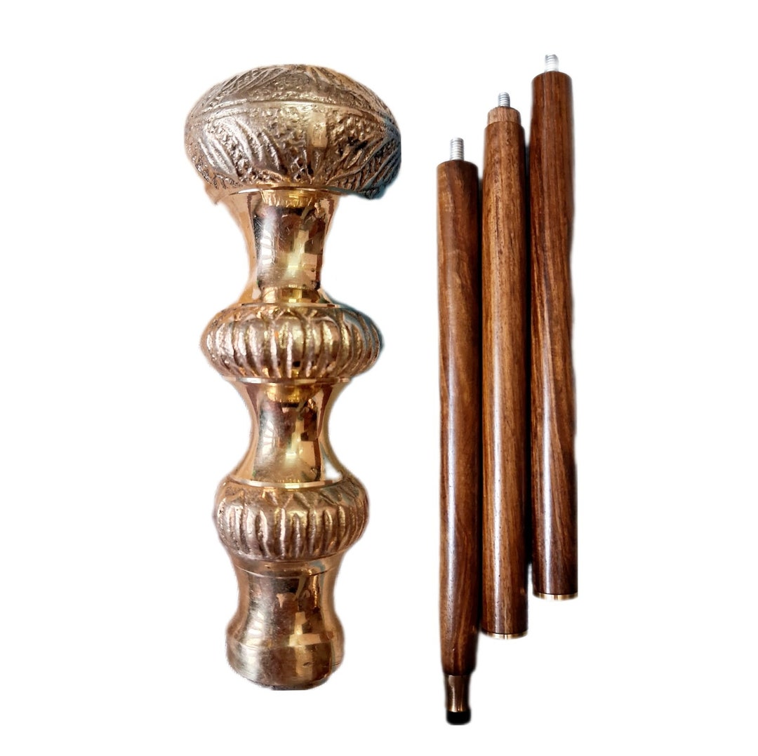 Antique Walking Stick With Handle Elegant Brass Head Knob Cane, Stylish ...
