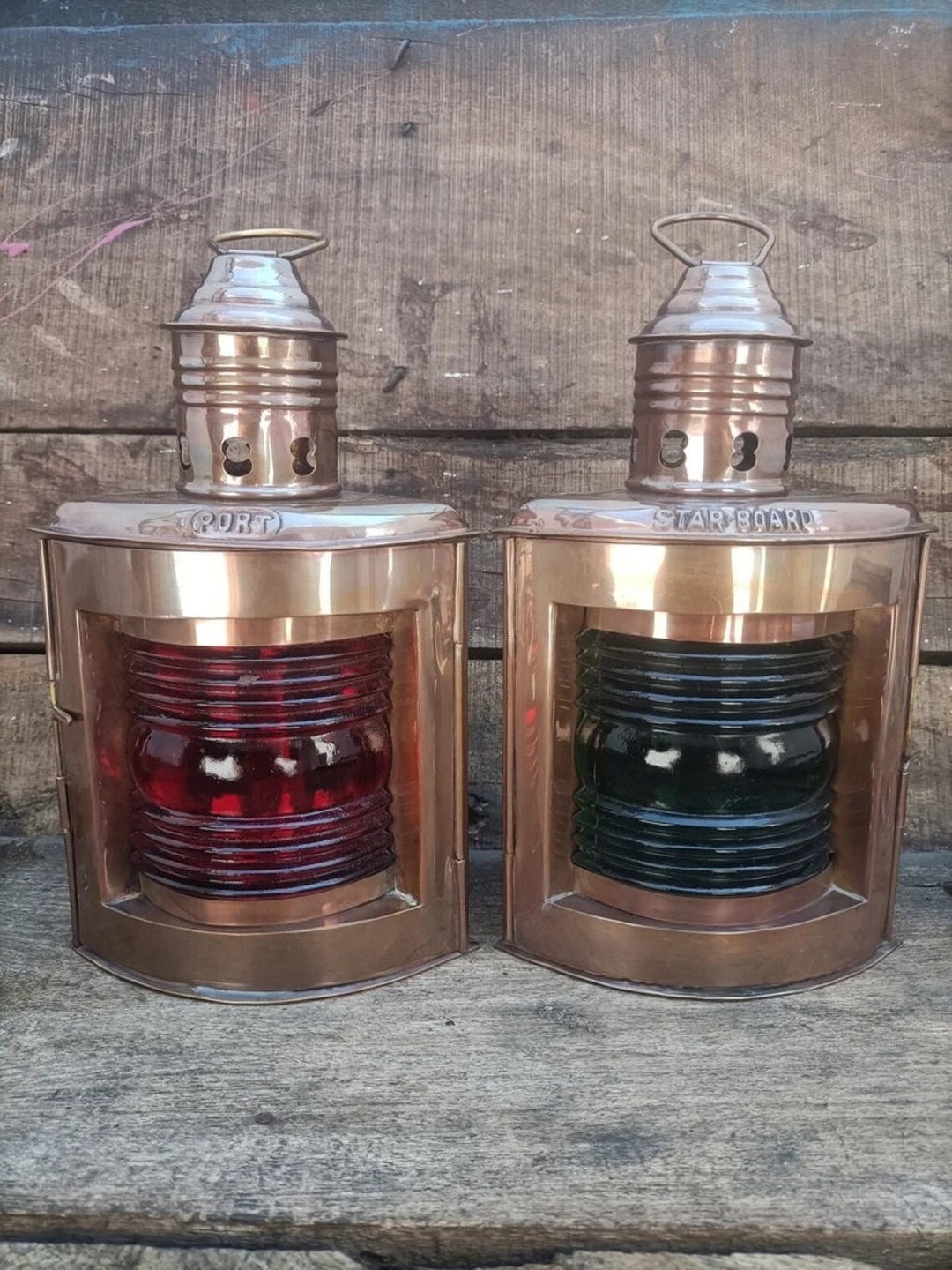 SET of 2 Port and Starboard Red-green Lamp for Christmas Nautical ...