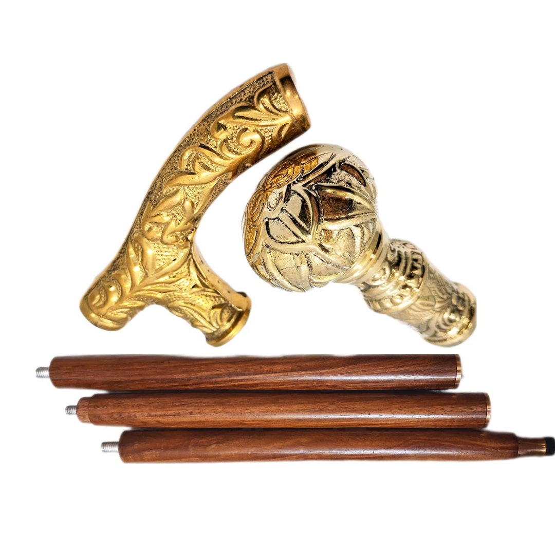 Vintage Handcrafted Walking Stick Brass Handle SET OF 2decorative Cane for Women I Artisanal ...