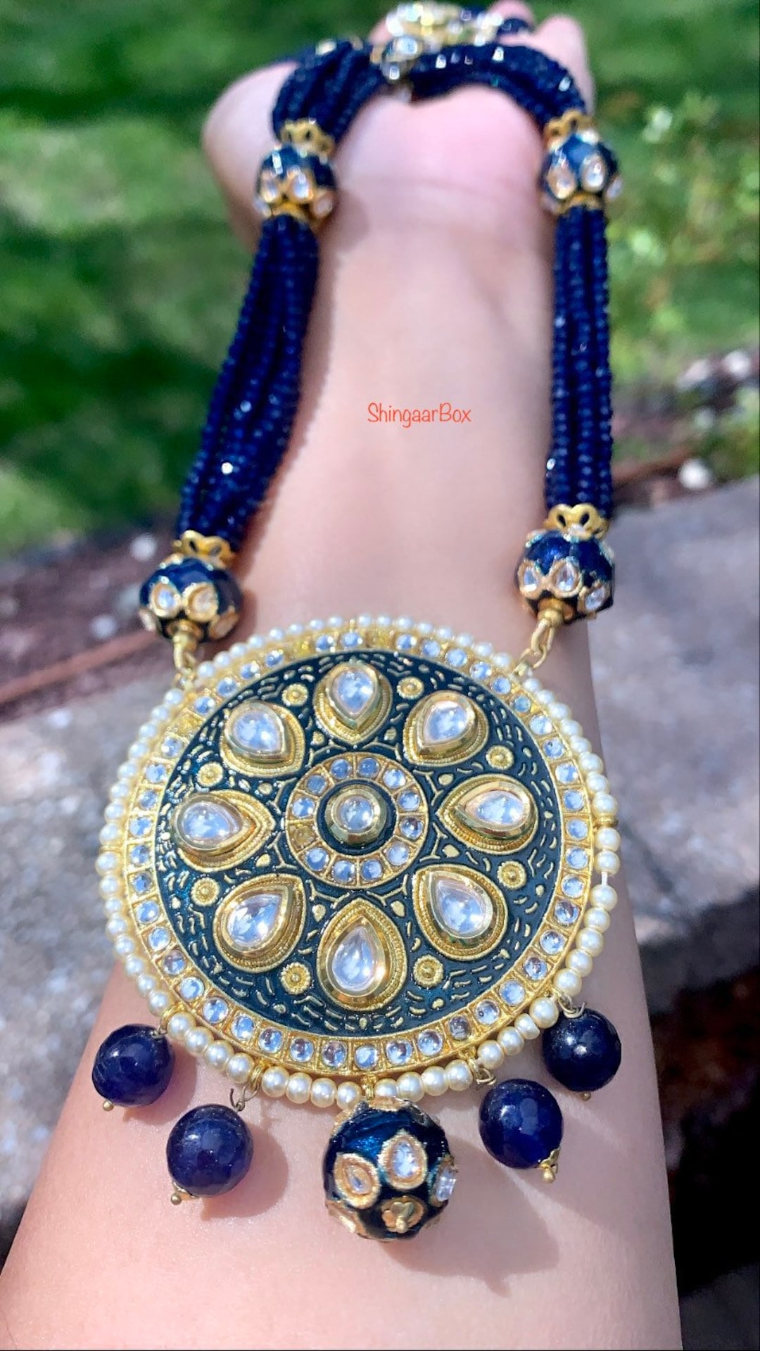 Long Shimmering Multi Strands Moti Haar/mala Kundan Pendant/earrings ...