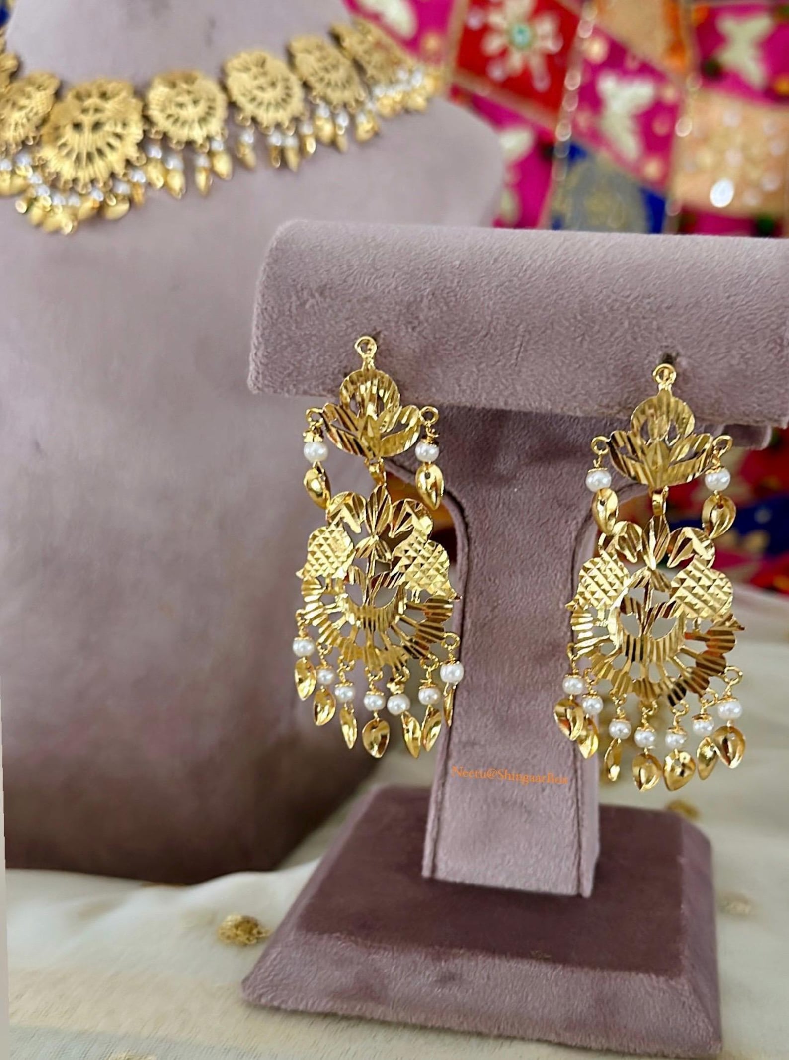 Patra Traditional Punjabi Pippal Patti Necklace/earrings/tikka Set/gold ...
