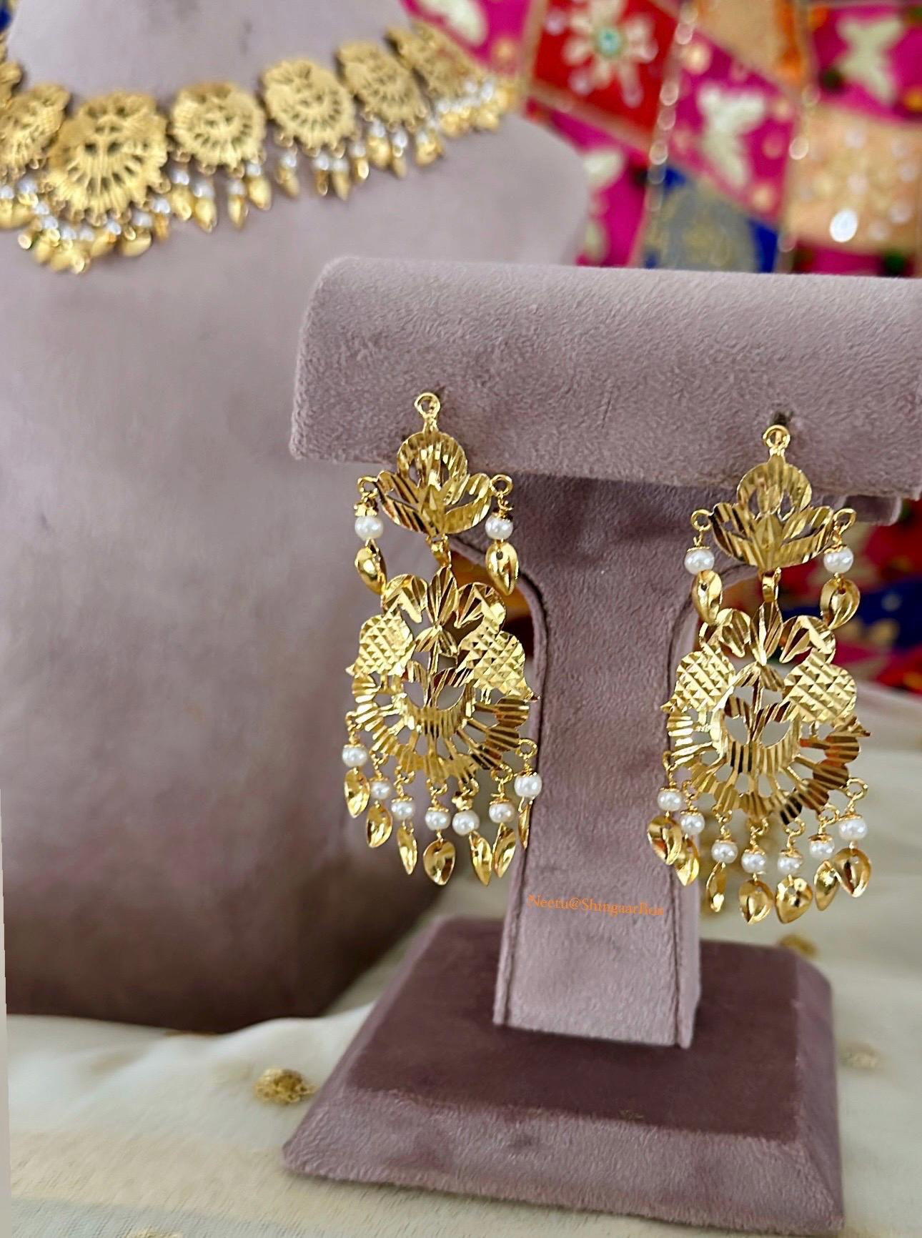 Patra Traditional Punjabi Pippal Patti Necklace/earrings/tikka Set/gold ...