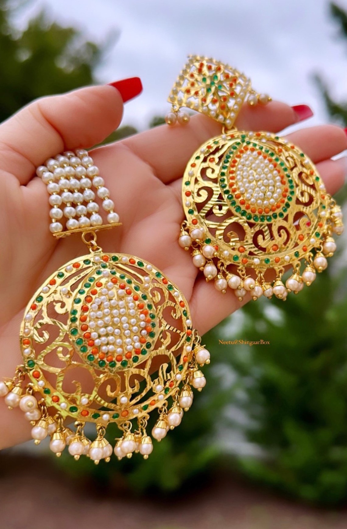 Traditional Punjabi Jadau Earrings/maang Tikka/head Piece - Etsy