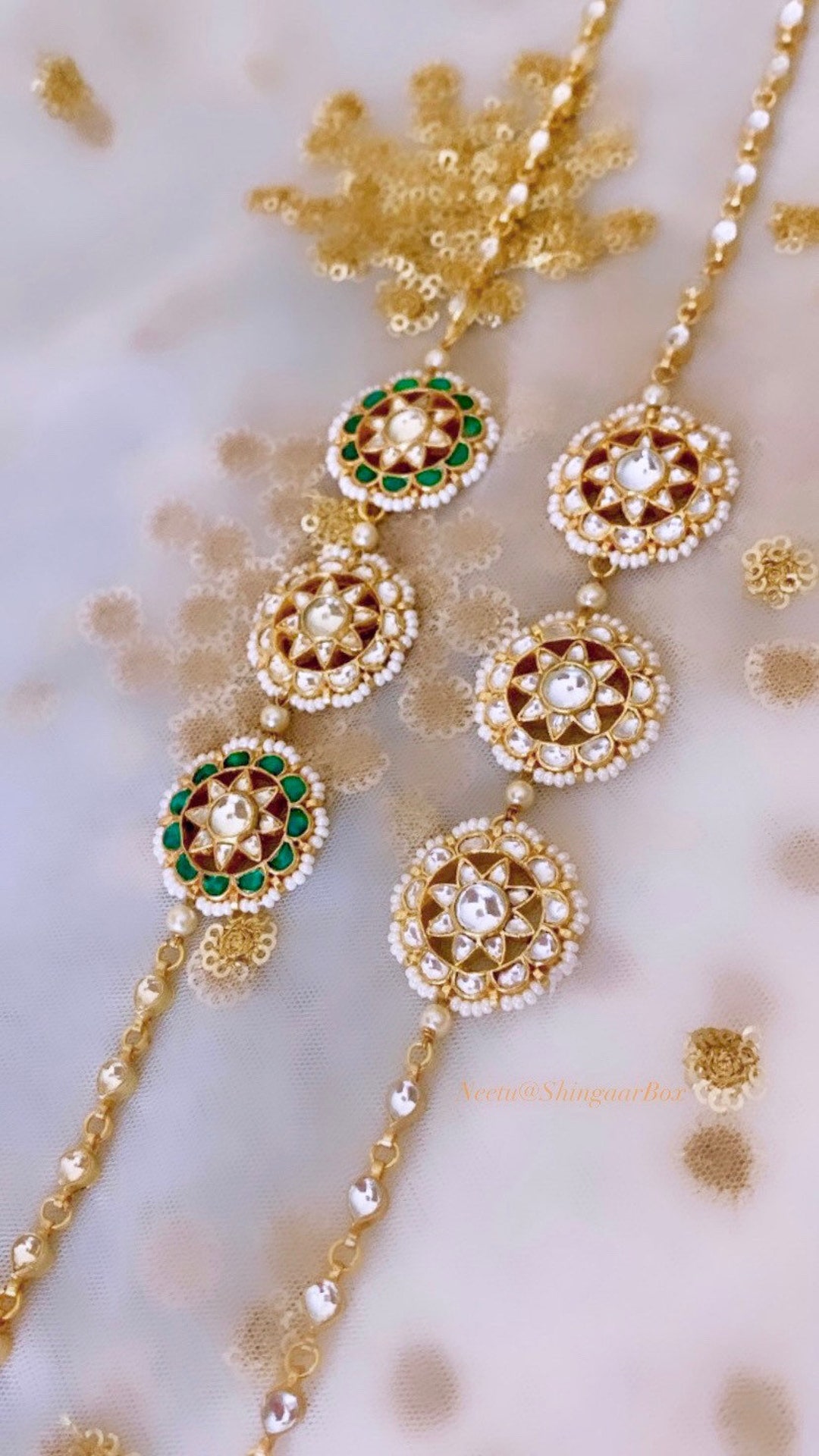 Ahmedabadi Pachi Kundan/moti Sheesh Phool/matha Patti/hair Band Clear ...