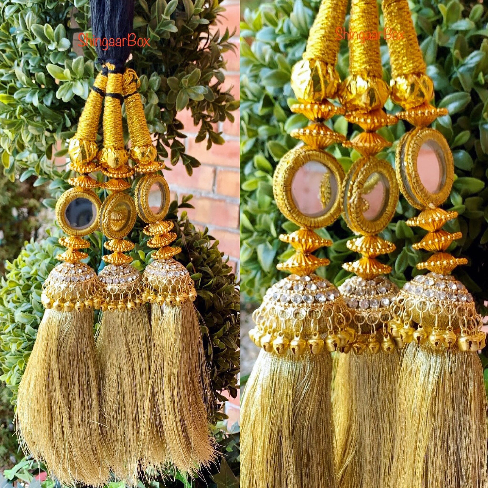 Punjabi Gold/multi Mirror Parandi/paranda/jhumki /gungroo/bells Hair ...