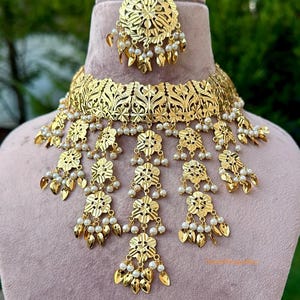 Patra Traditional Punjabi Pippal Patti Necklace/earrings/tikka Set/gold ...
