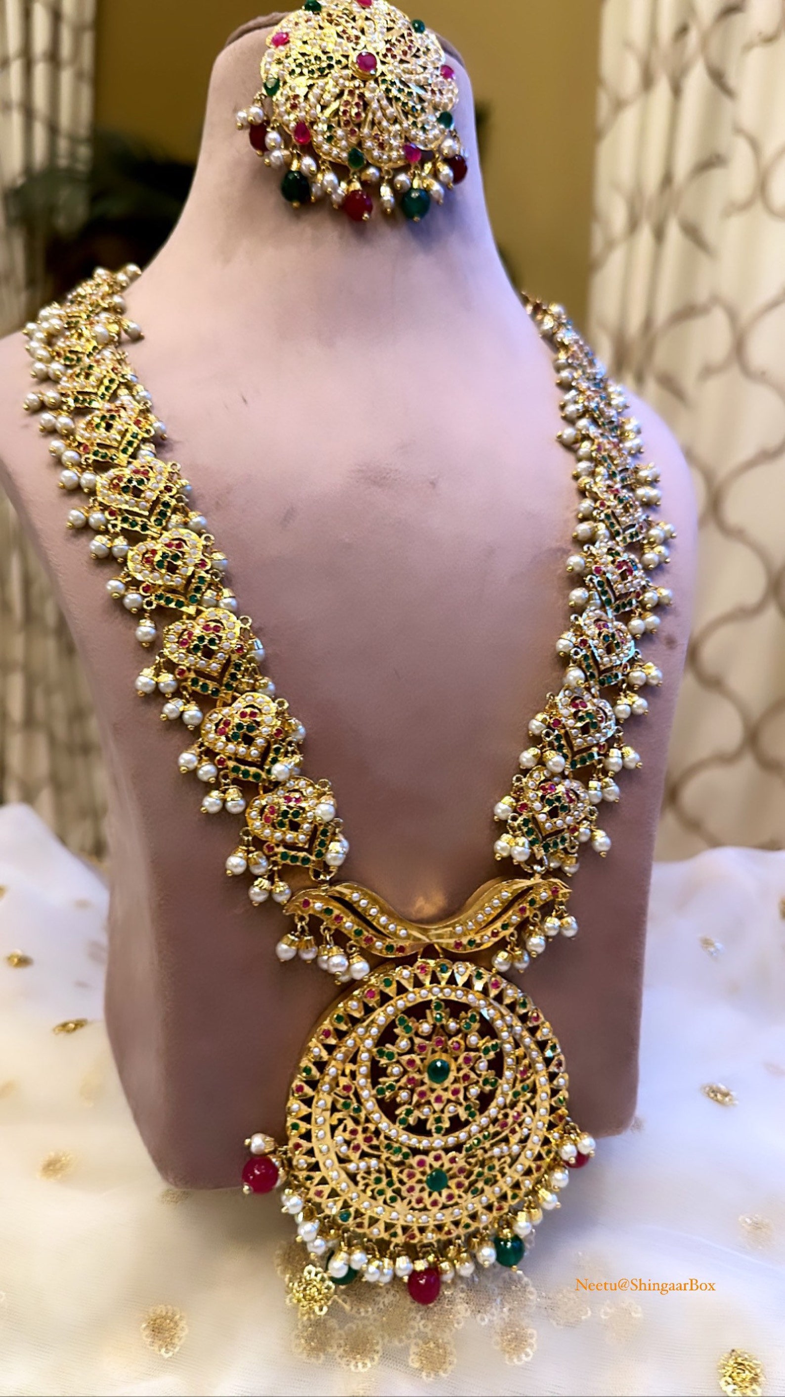 Traditional Punjabi Jadau Long Moti/stones/beads Rani - Etsy