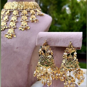Patra Traditional Punjabi Pippal Patti Necklace/earrings/tikka Set/gold ...
