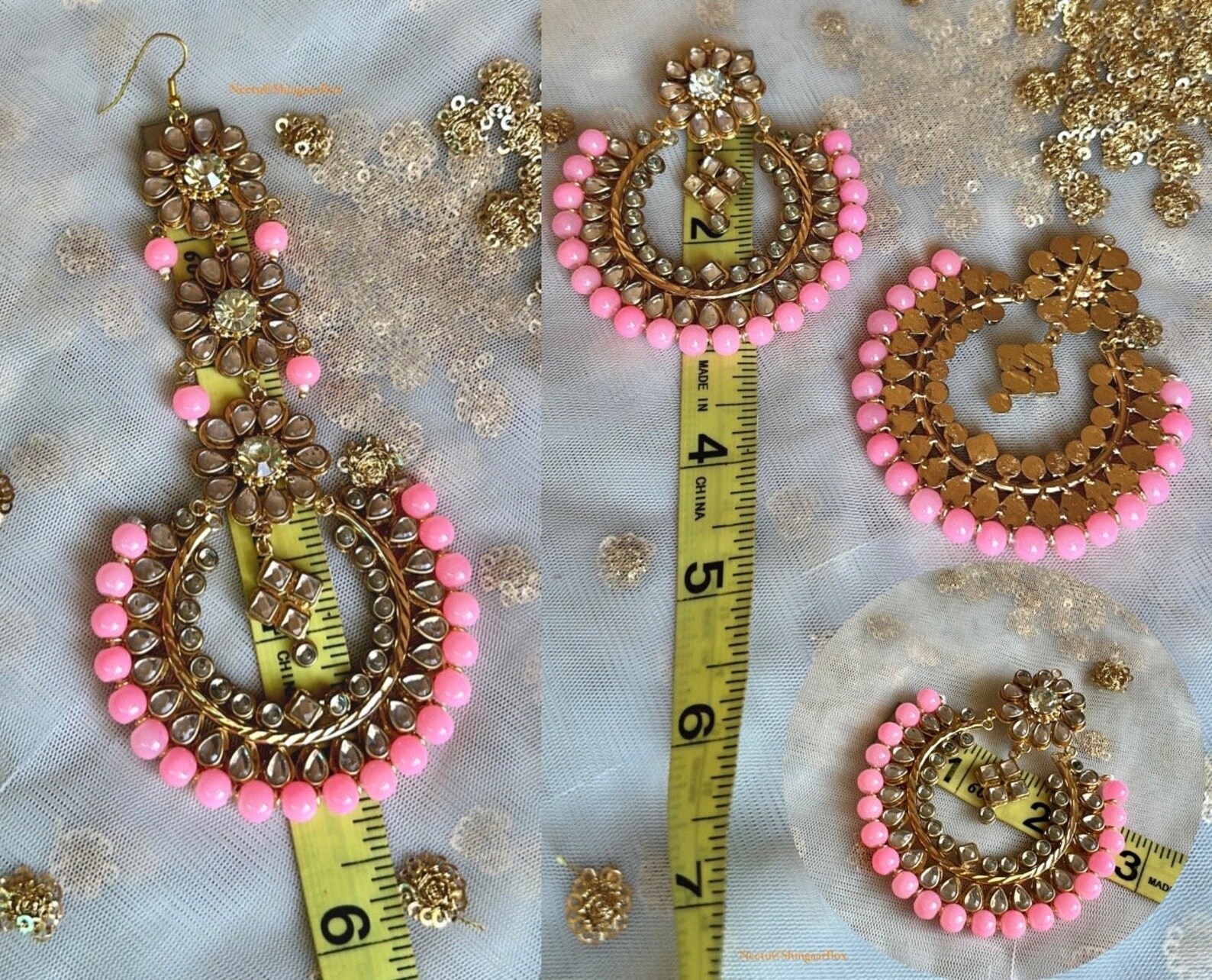Oversized Tikka/earrings Punjabi Design Kundan Look Alike Light Weight ...