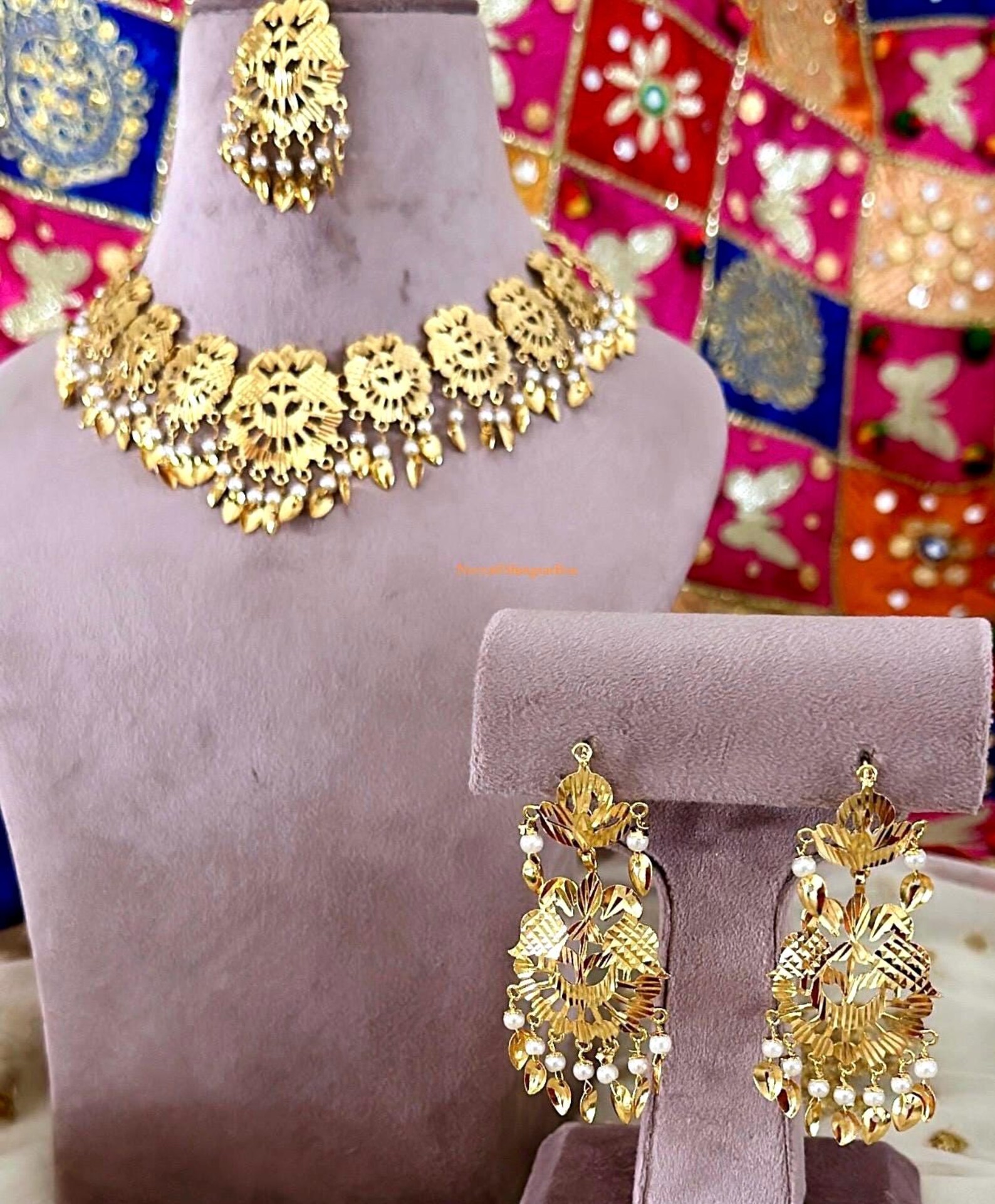 Patra Traditional Punjabi Pippal Patti Necklace/earrings/tikka Set/gold ...