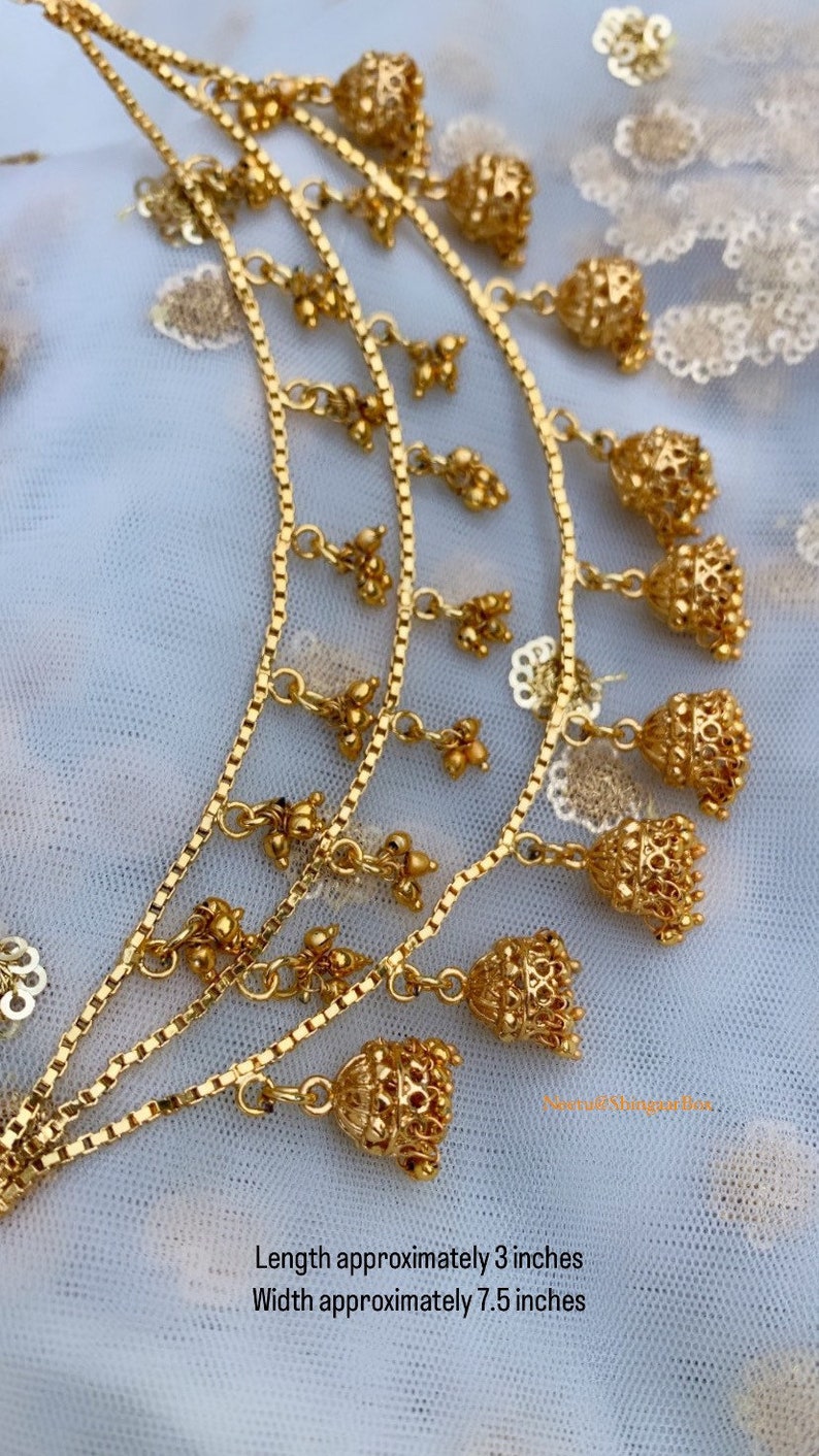 Statement Bahubali Style Gold Finish Ear Chains/pearl Kaan Chain/sahare ...