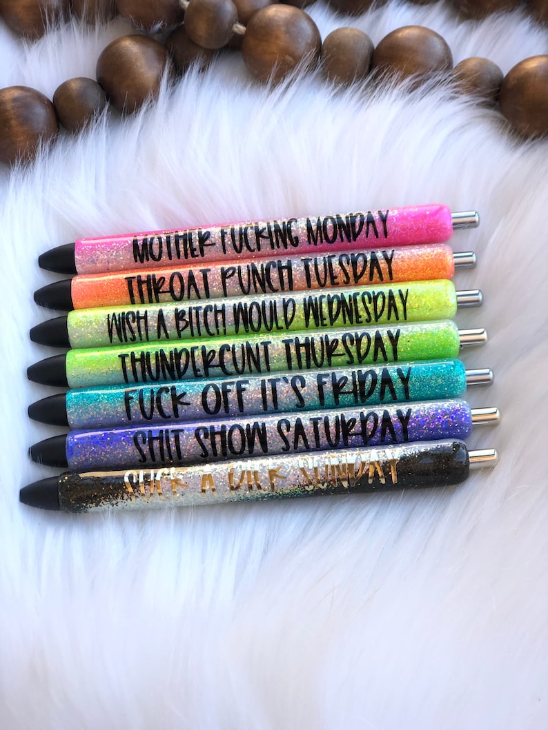 Glitter Pens Funny Pens Days of the Week Inappropriate - Etsy