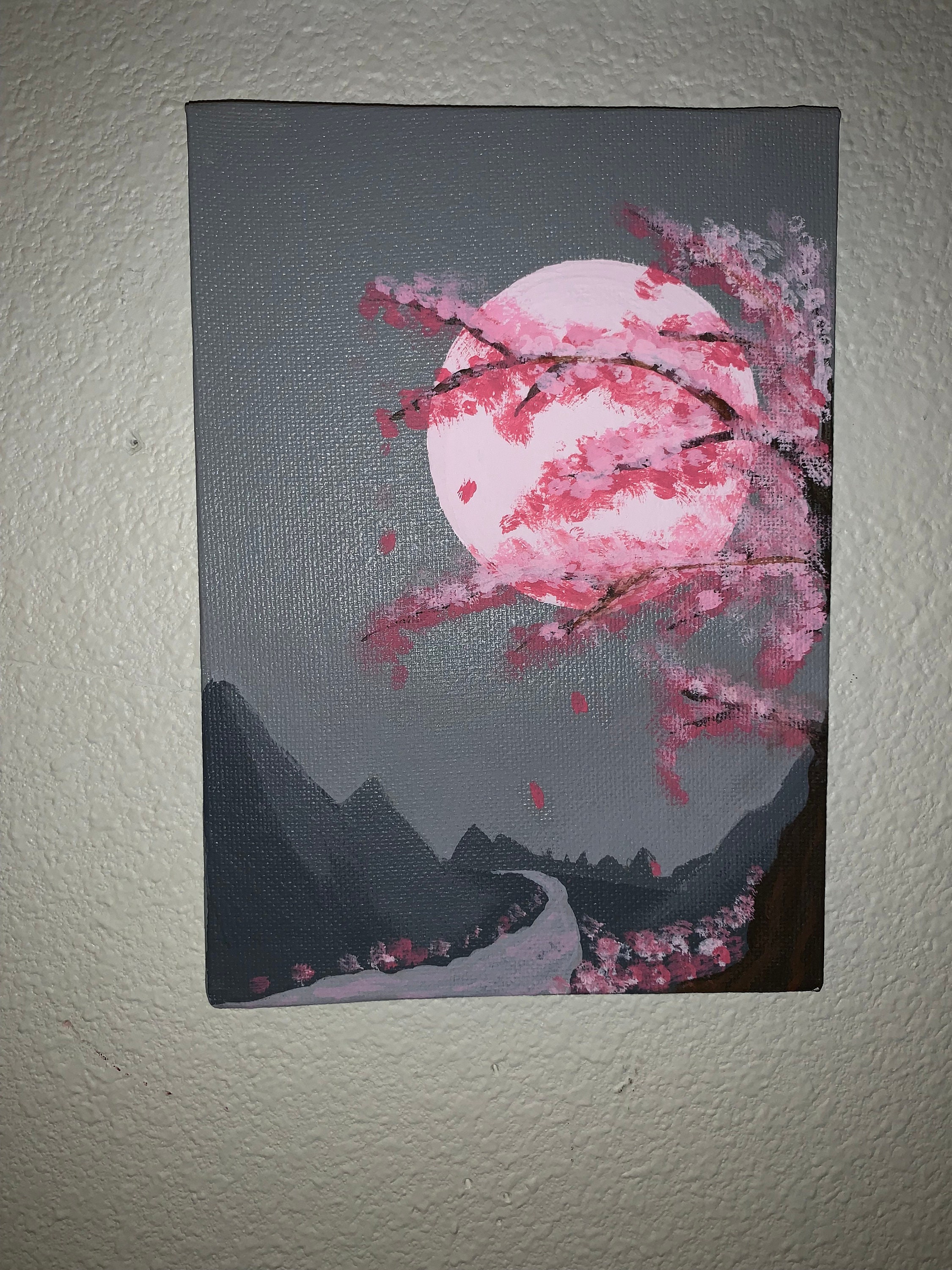 Sakura Tree Scene Acrylic Painting - Etsy