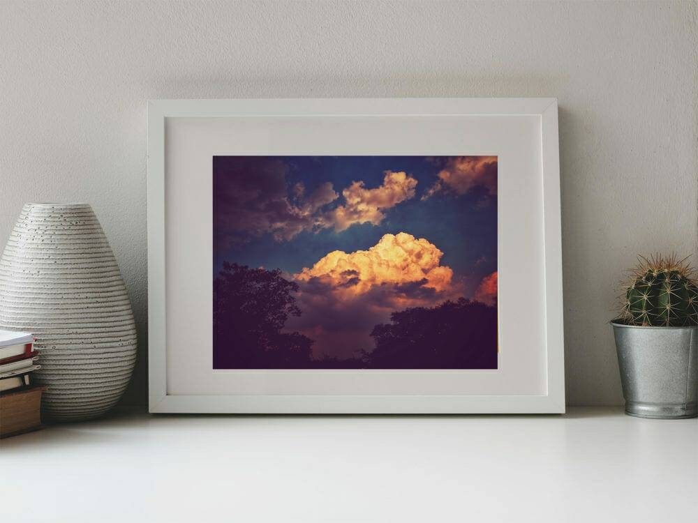 Sky and Clouds Wall Print Sunset Sky Print Dark Photography | Etsy