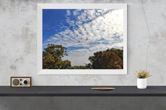 Beautiful silver clouds on a blue sky Living room wall decor | Etsy