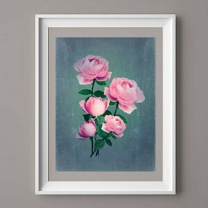 Pink Roses Wall Print for a Bedroom Decor Botanical Flower - Etsy