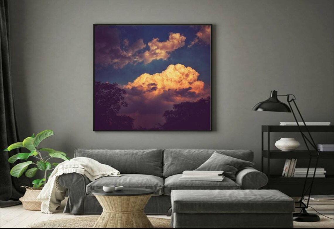 Sky and clouds wall print Sunset sky print Dark Photography | Etsy