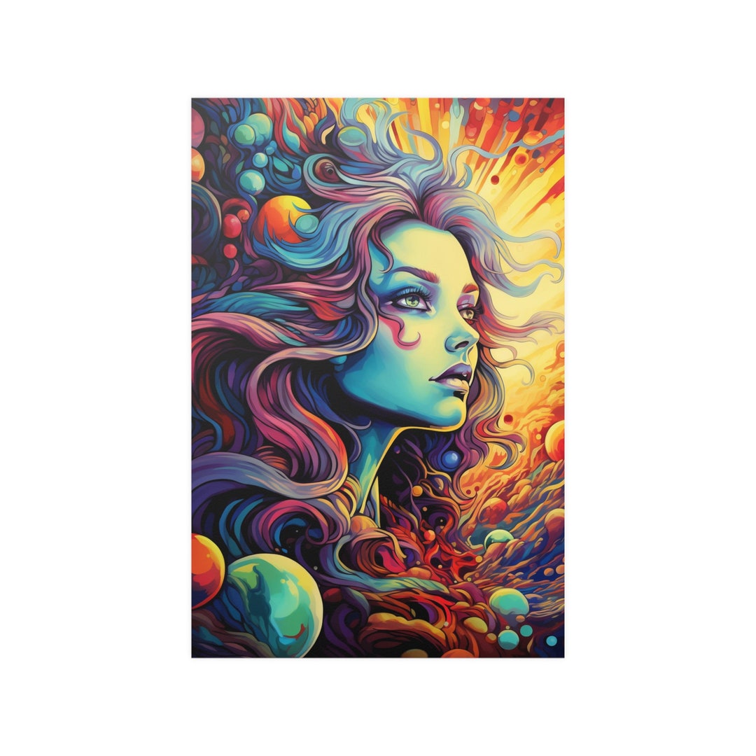 Psychedelic Sunshine Girl Low-glare Poster - Etsy