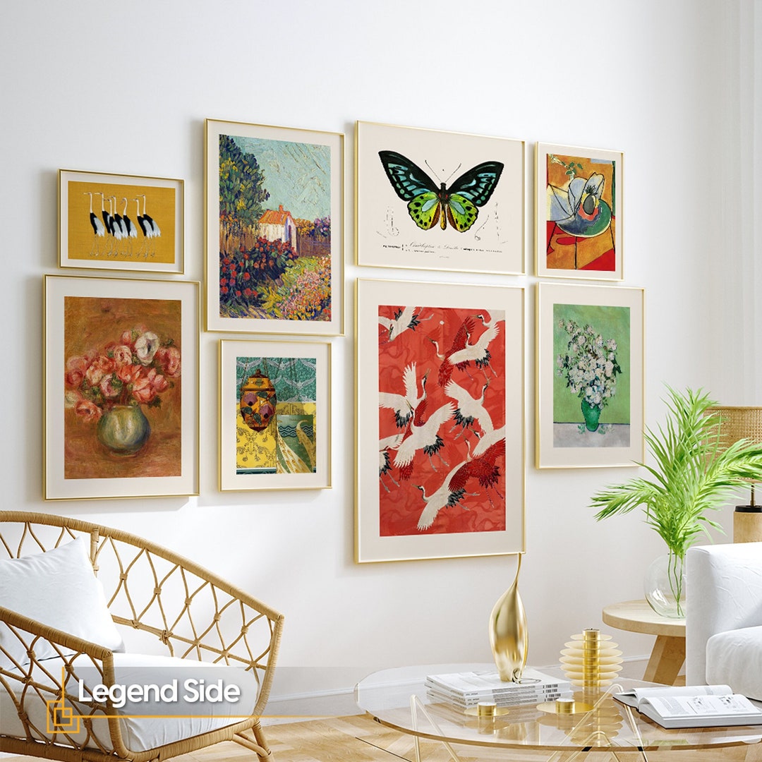 Eclectic Gallery Wall Set of 8 FRAMED, Large Wall Prints Framed Modern ...