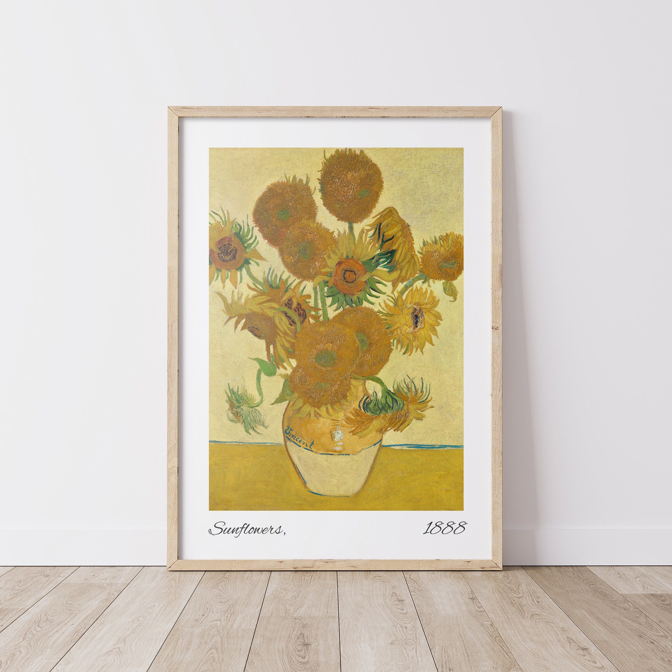 Van Gogh Wall Art Set Framed: Blue Floral Gallery Wall Poster Prints ...