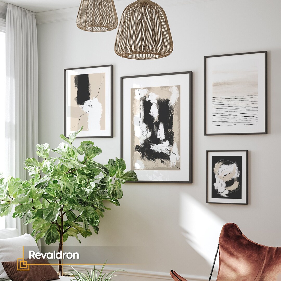 4 Pieces Line Art FRAMED Wall Gallery Set Modern Line Art Print Set ...