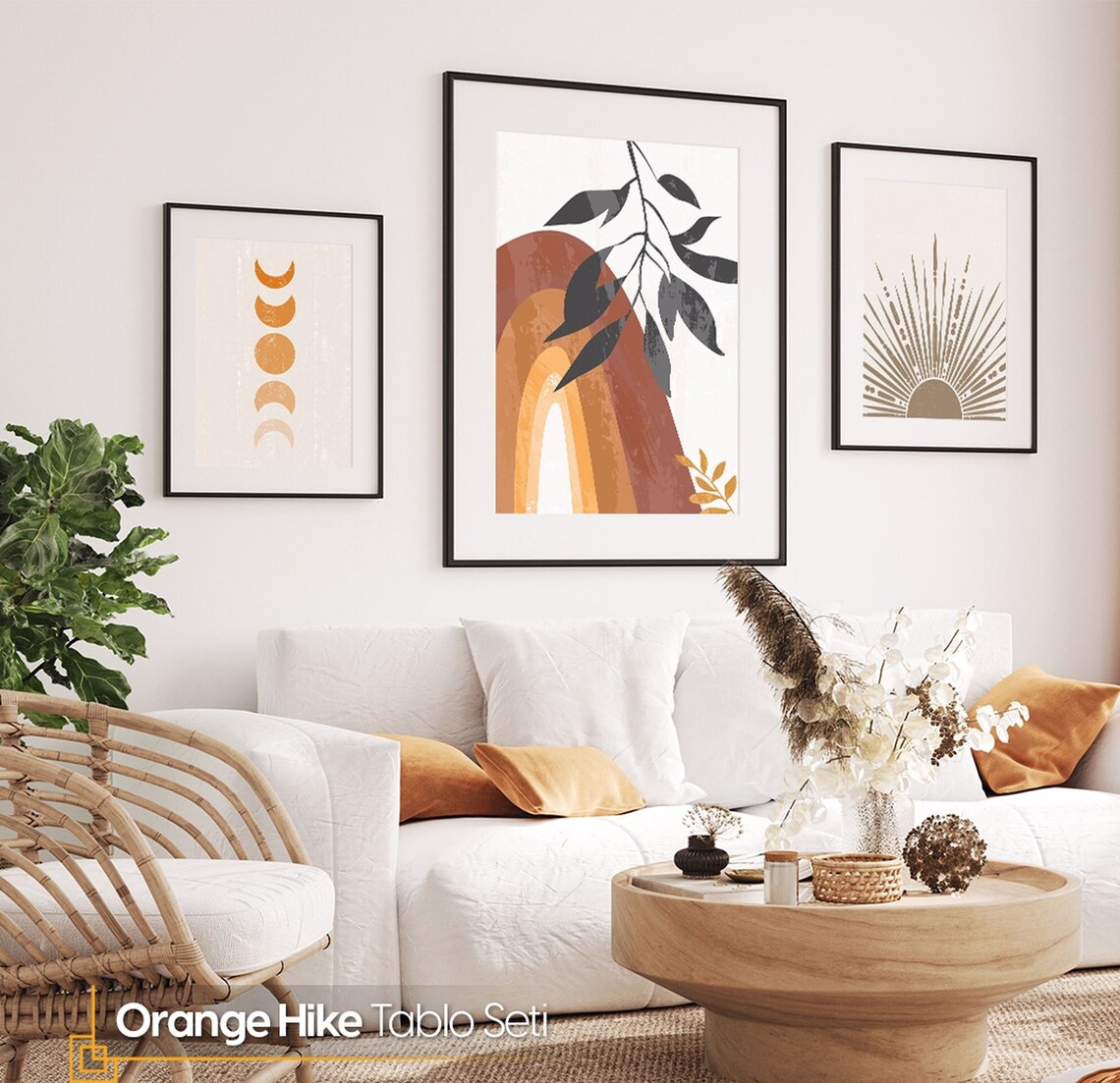 Mid-century Modern FRAMED Wall Art Set of 3 Boho Framed Wall - Etsy