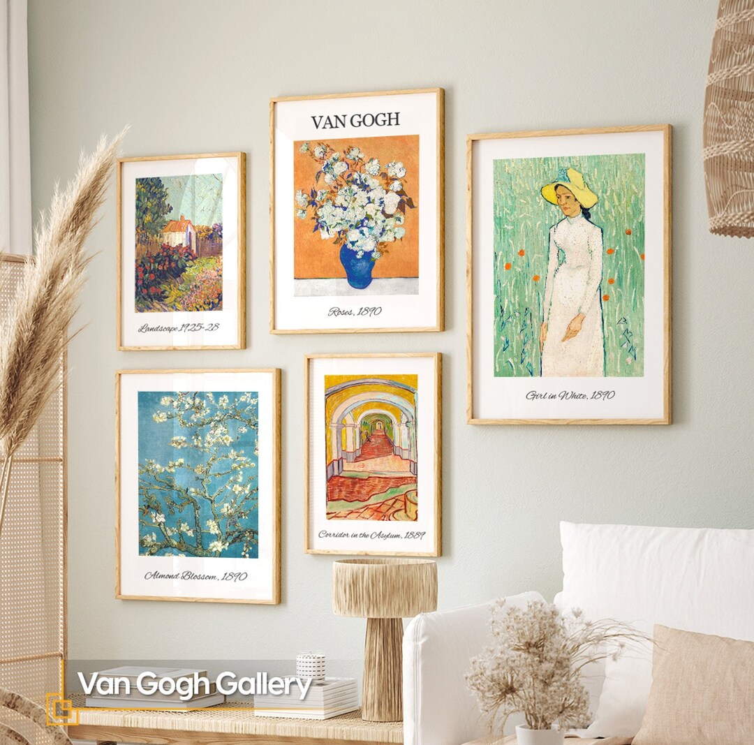 Van Gogh Gallery Wall Set FRAMED, 5 Piece Exhibition Wall Art, Ready to ...