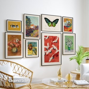Eclectic Gallery Wall Set of 8 FRAMED Large Wall Art Prints Framed ...