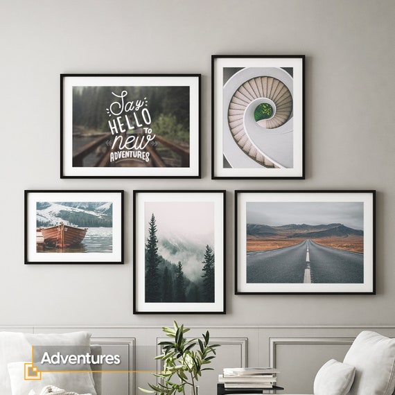 Landscape FRAMED Wall Art 5 Piece Gallery Art Prints Framed Lake Wall Art Prints Landscape Wall Art Large Mountain Print Art Set Etsy