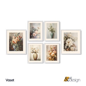 Framed Floral Art Print Set of 6: Soft Flower Kitchen - Living Room ...
