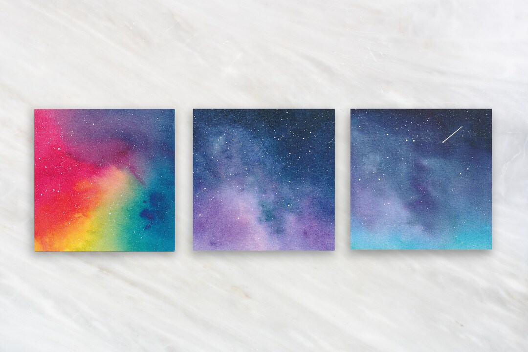 Square Watercolour Galaxy Greeting Cards - Etsy