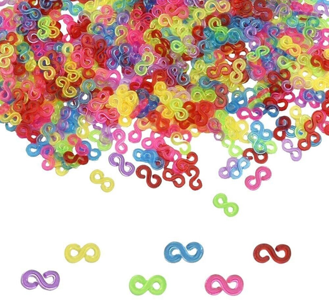 100 approx Plastic Multicoloured S CLIPS Clasps for Loom Bands Bracelet ...