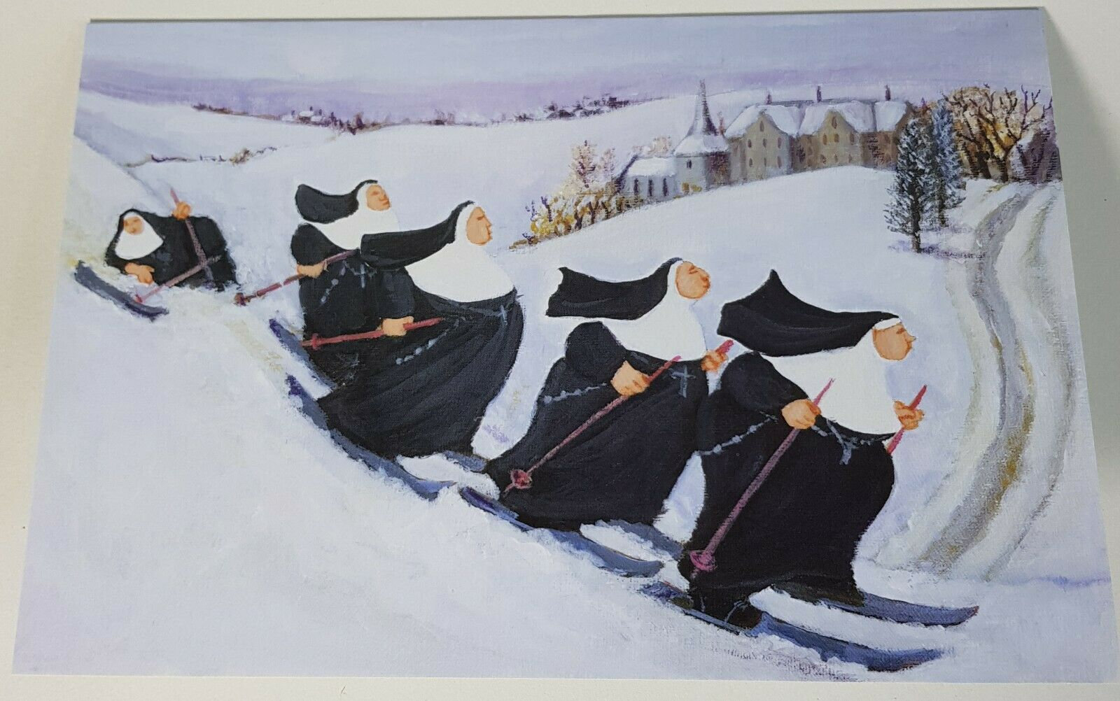 1 X Funny Skiing Nuns Winter Snow Scene Christmas Card High Quality ...