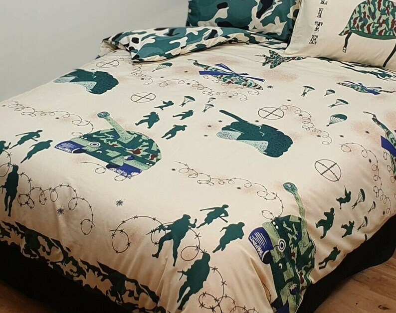 KING SIZE Bed Commando Camouflage Khaki Cream Military Army - Etsy