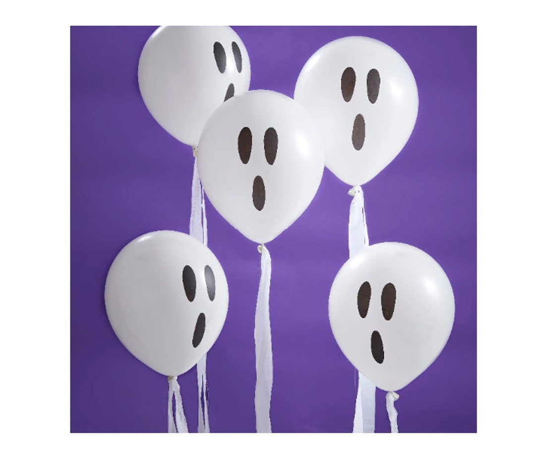 Pack of 10 Ghost Streamer Balloons Halloween Decoration Party Photo ...